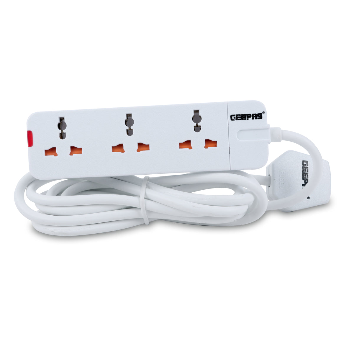Geepas GES58011 3-Way Extension Socket | 3m Cable | 13A