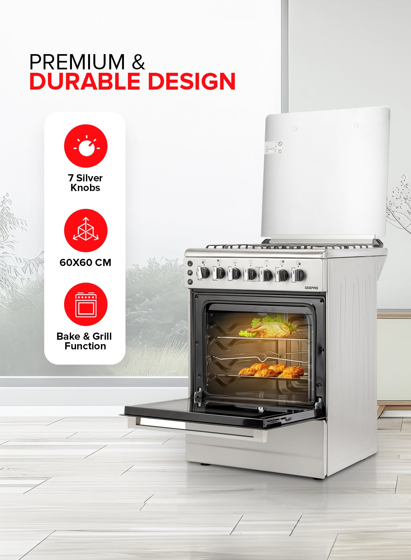 Geepas 60x60 Free Standing Cooking Range-GCR6059