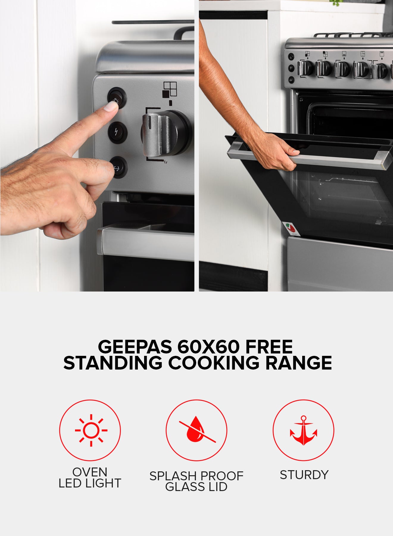 Geepas 60x60 Free Standing Cooking Range-GCR6059