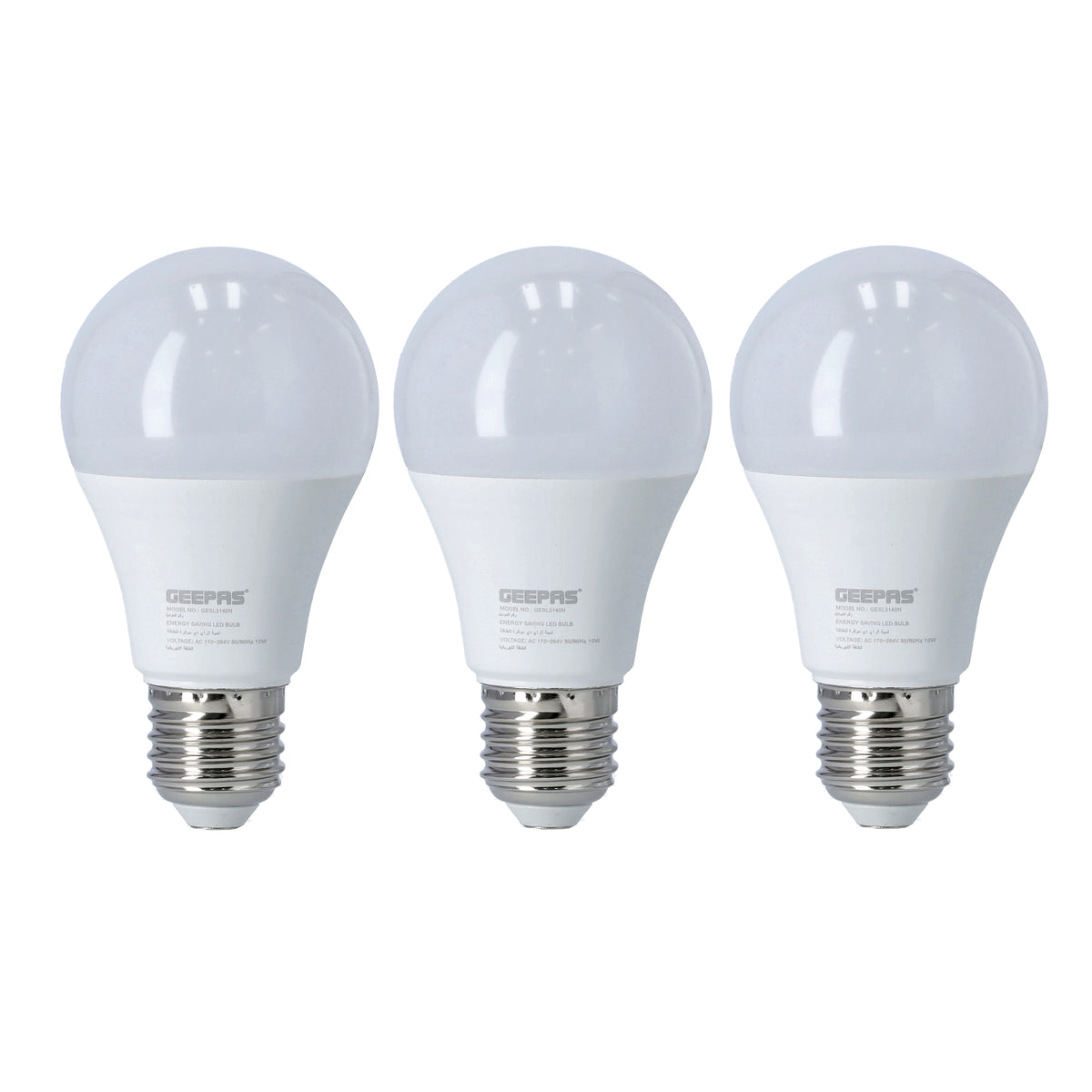 Geepas 3Pcs Energy Saving LED Bulb 10W - Powerful Brightness | 30,000