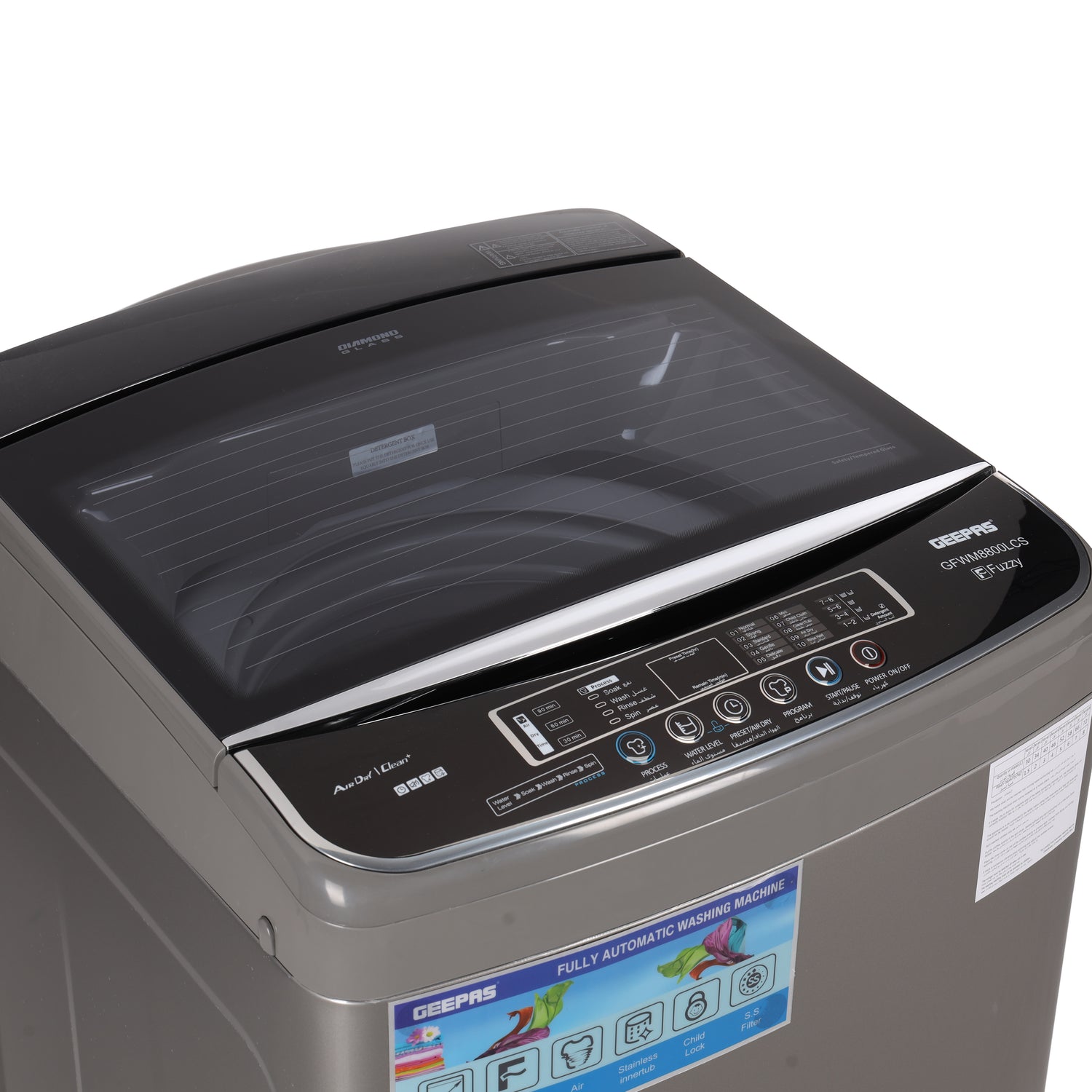 Geepas GFWM8800LCQ 8KG Fully Automatic Top Load Washing Machine