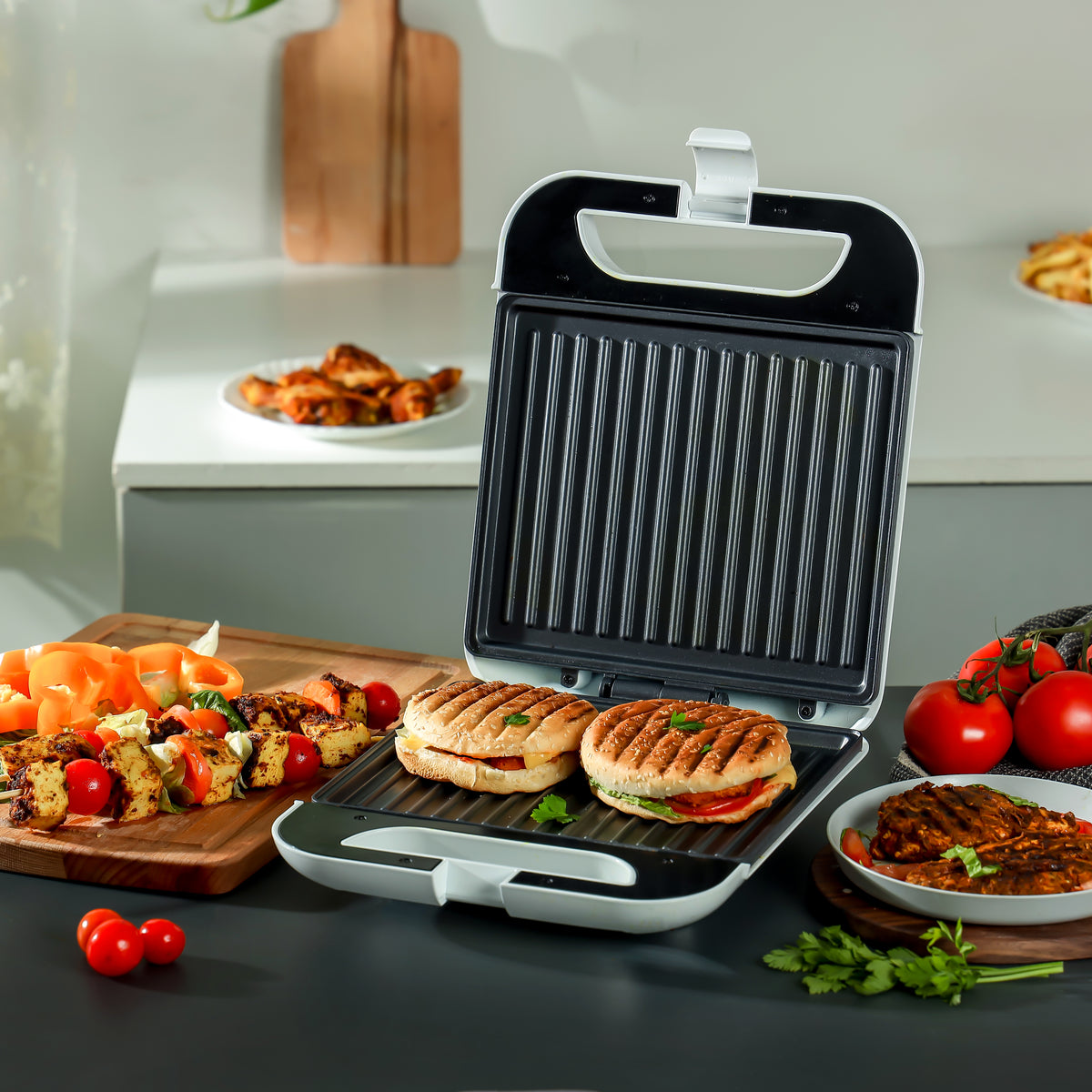 Geepas Grill Maker GGT36548 | 1400W Non-Stick 4 Slice Grill