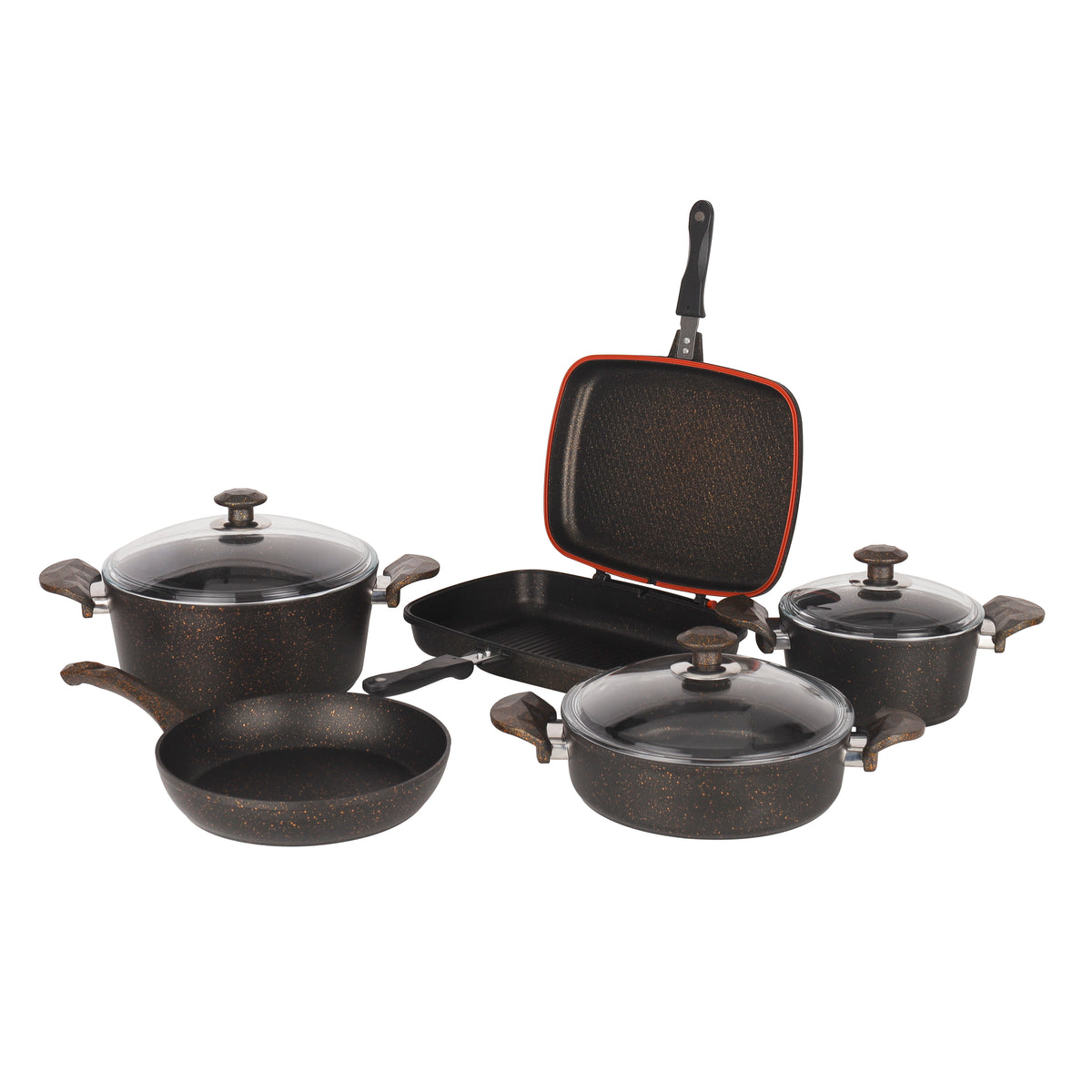 Chef Mark Granite Coated Cookware Set, 9 Pieces, RF10268 | Premium-Qua ...
